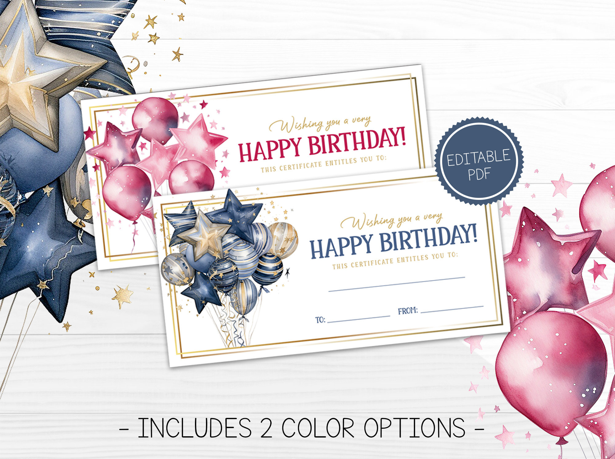 Birthday Gift Certificate Template, Voucher Template, Printable Gift ...