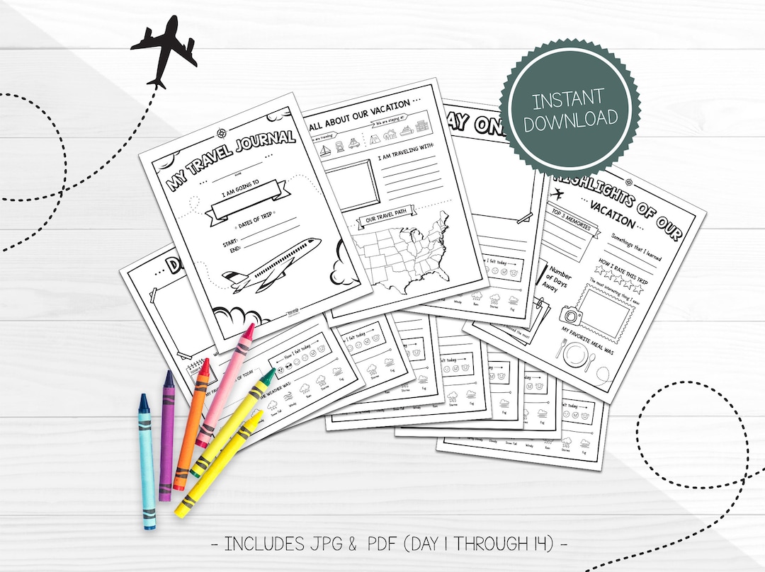 Kids Printable Vacation Travel Journal | Holiday Memory Book for Kids ...