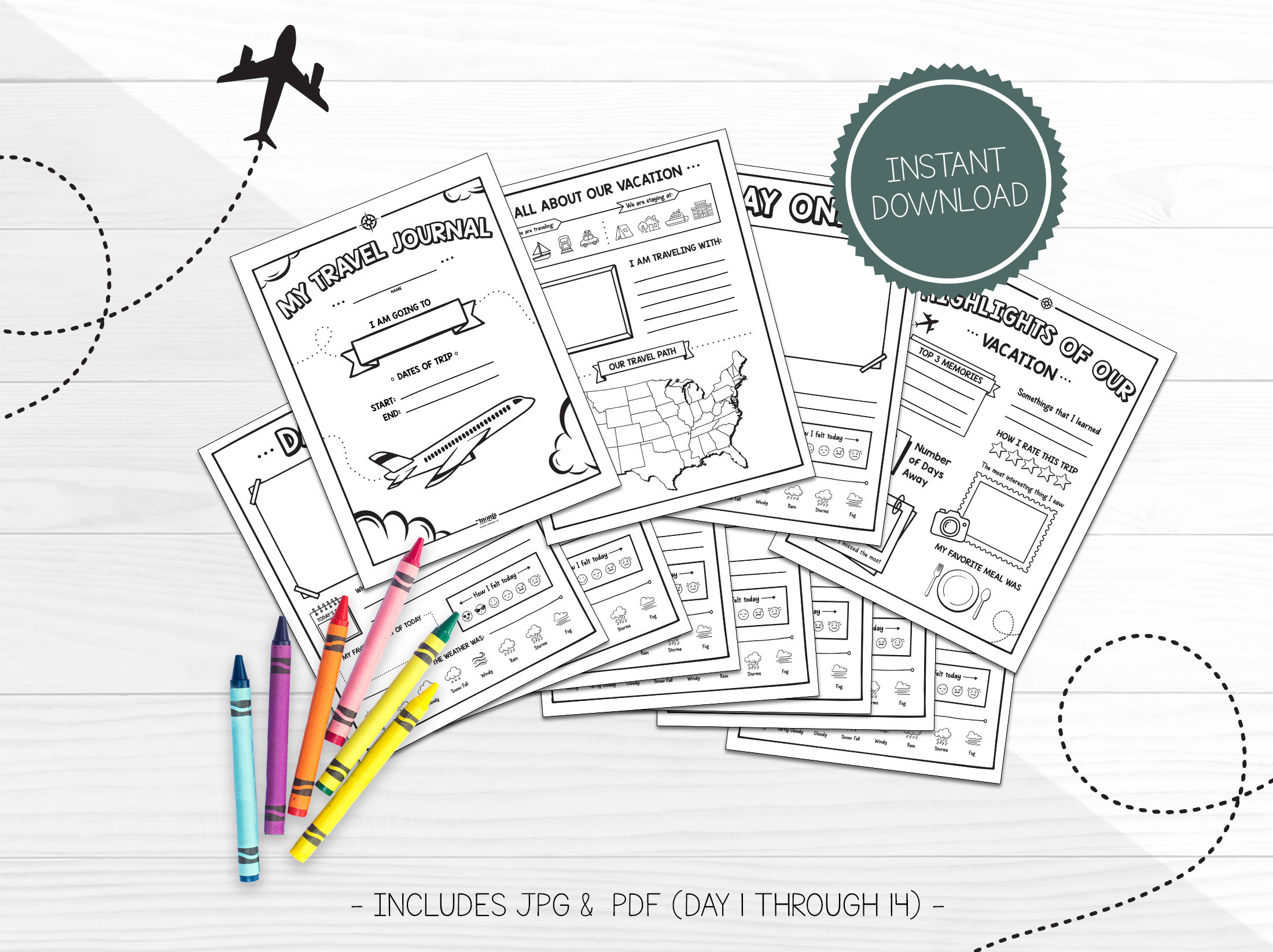 Kids Printable Vacation Travel Journal | Holiday Memory Book for Kids ...