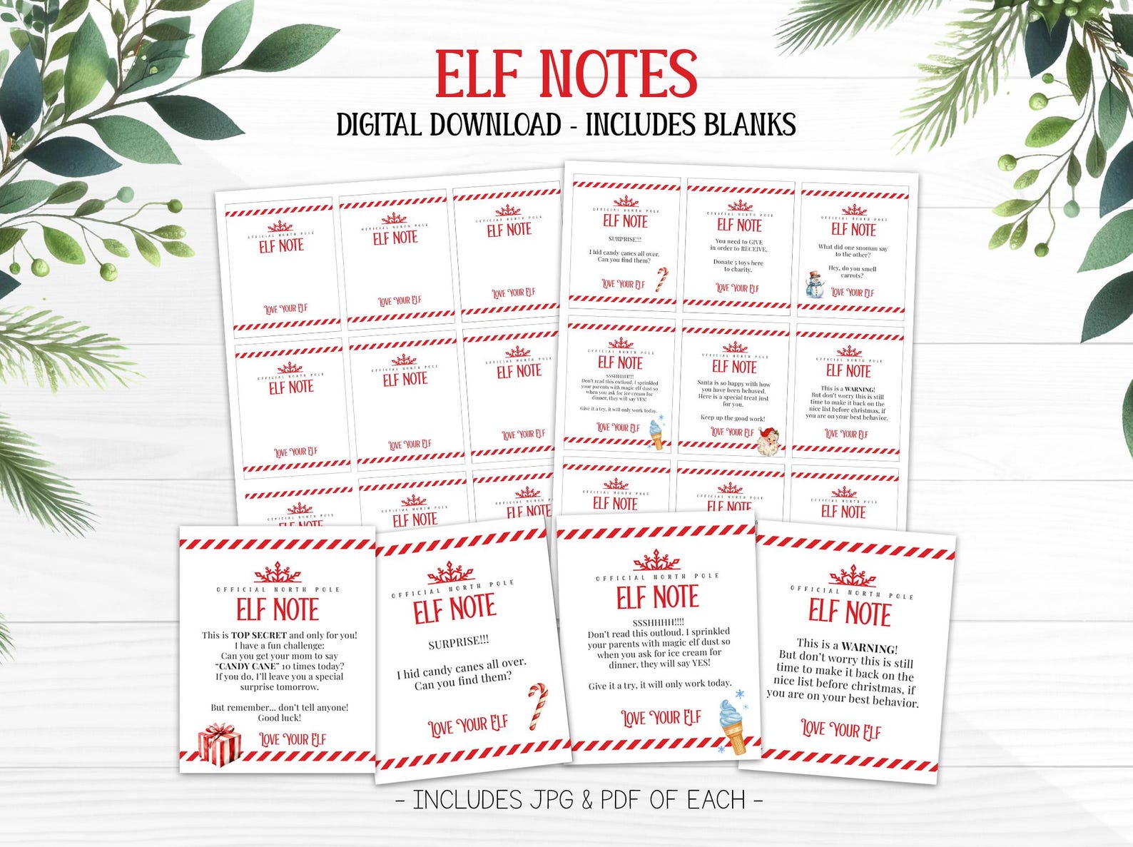 Elf Notes Silly and Funny Printable Christmas Digital Download Messages ...