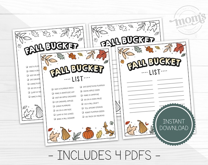 Fall Bucket List Printable for Kids, Autumn Activities Checklist, Fall ...