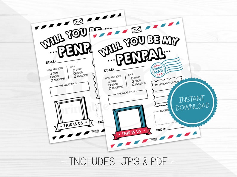 Penpal Letter Printable for Kids, Pen Pal Letter for Kids Activities ...
