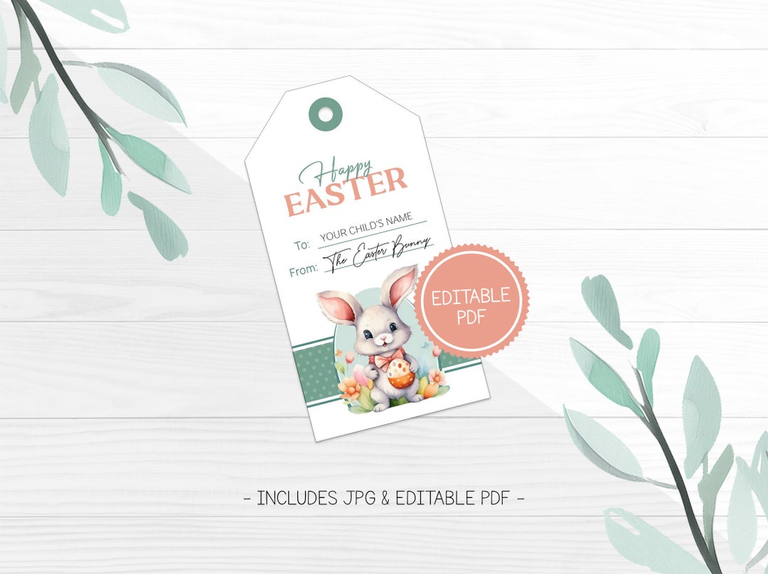 Easter Basket Gift Tags From the Easter Bunny, Printable Kids Easter ...