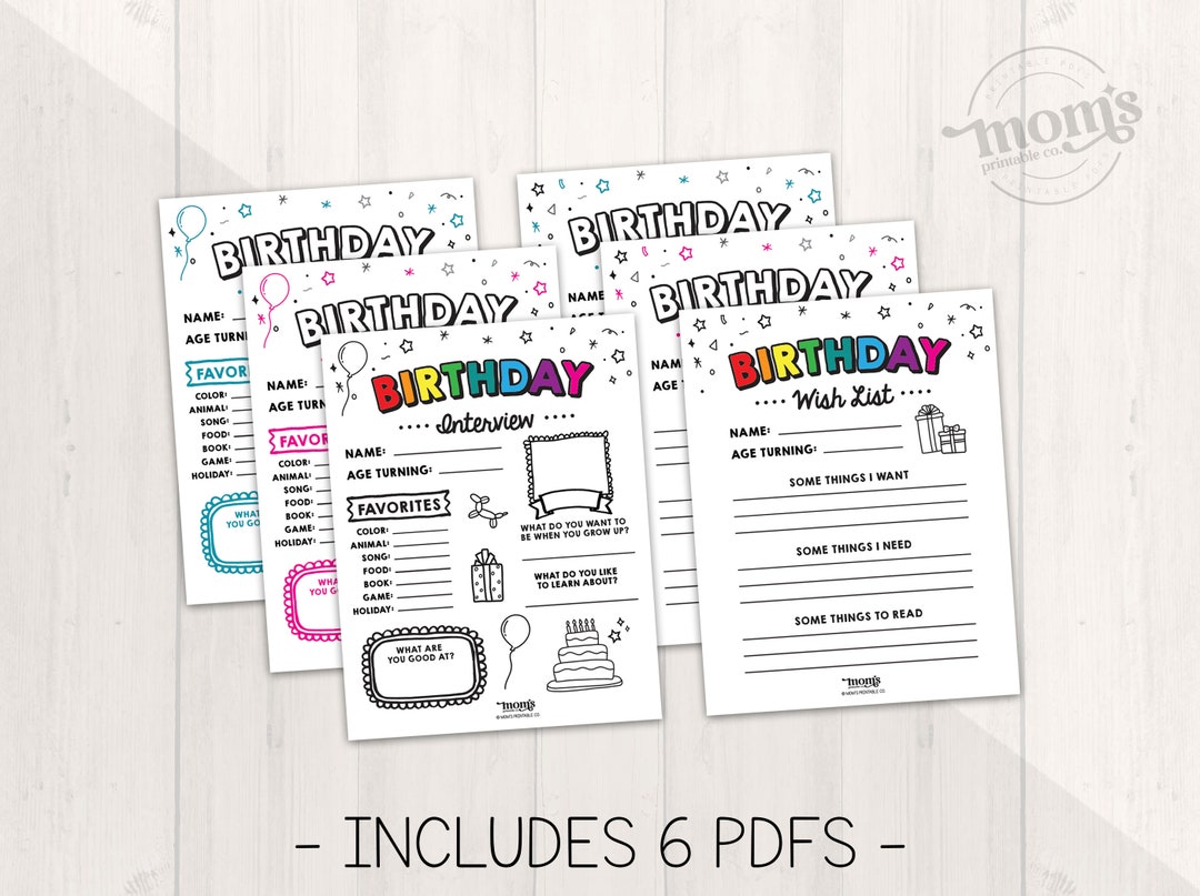 Kids Birthday Interview Printable Birthday Questionnaire - Etsy
