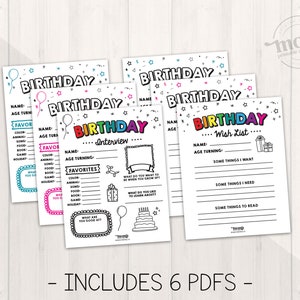 Kids Birthday Interview Printable Birthday Questionnaire - Etsy