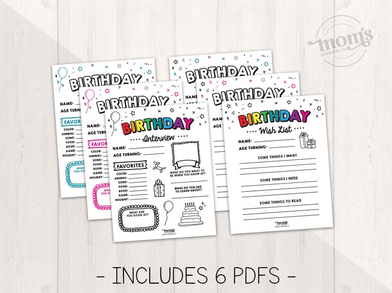Kids Birthday Interview Printable Birthday Questionnaire - Etsy