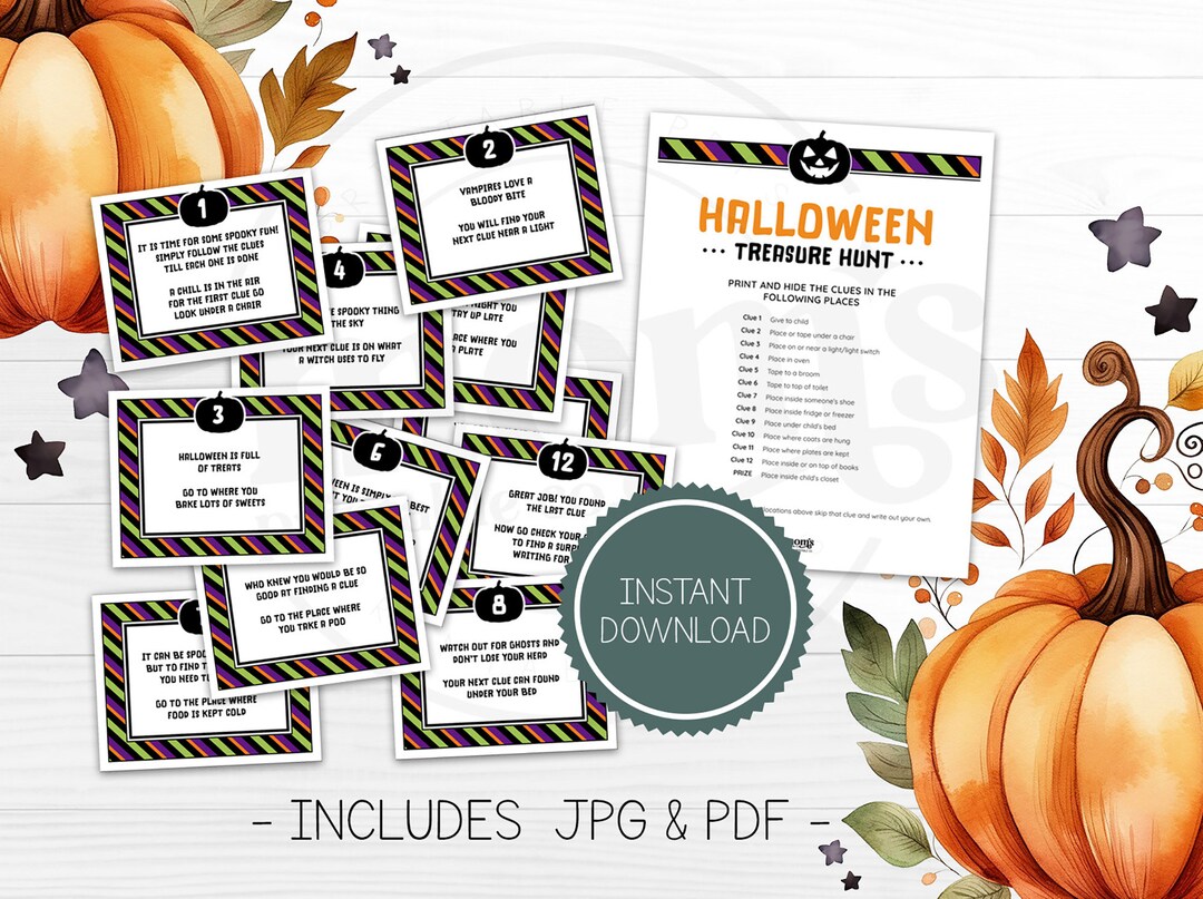 Halloween Rhyming Treasure Hunt, Halloween Scavenger Hunt With Clues ...