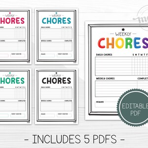 Chore Chart for Kids, Responsibility Printable, Editable PDF - Etsy