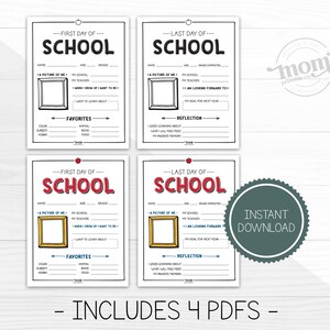 First and Last Day of School Kids Printable, Back to School, Digital ...