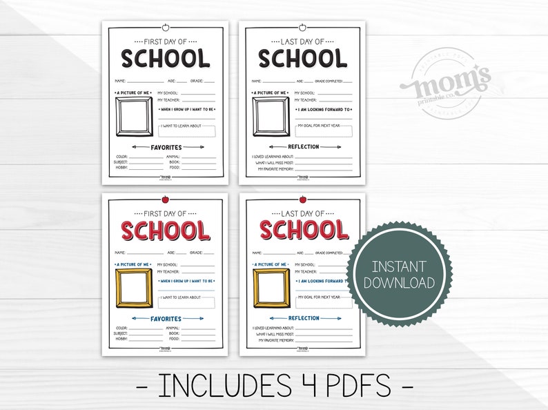 First and Last Day of School Kids Printable, Back to School, Digital ...