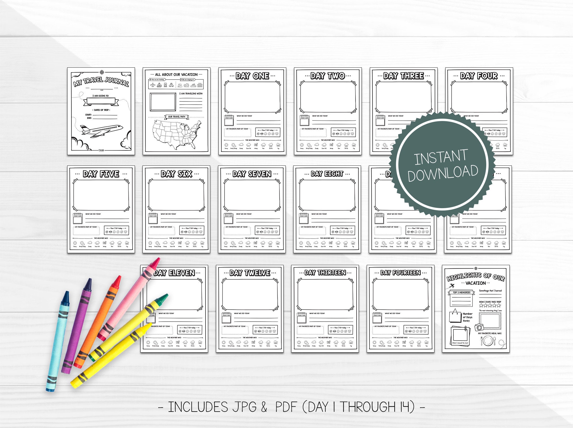 Kids Printable Vacation Travel Journal | Holiday Memory Book for Kids ...