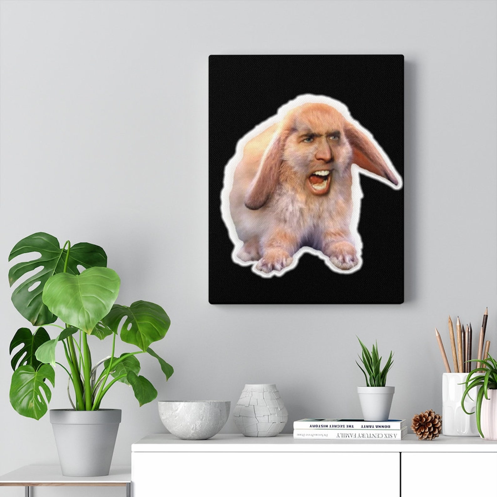 Nicolas Cage Art Canvas Print Rabbit Nicholas Cage Art Print | Etsy