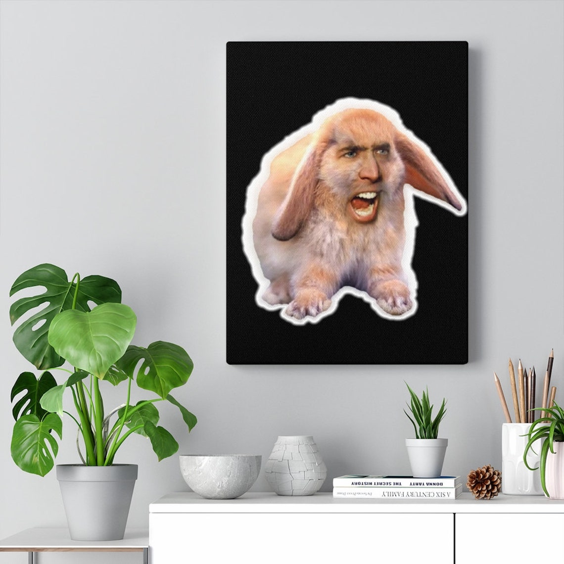 Nicolas Cage Art Canvas Print Rabbit Nicholas Cage Art Print | Etsy