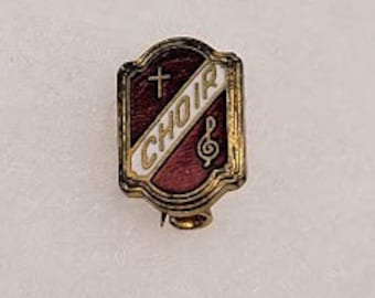 Vintage Choir Enamel Pin Singing Lapel Pin Gold Tone Enamel High School ...