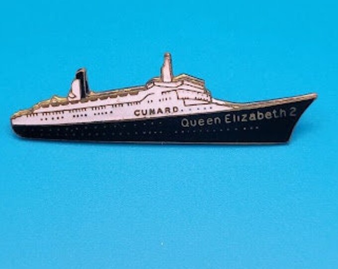 Vintage Cunard Queen Elizabeth 2 Ship Pin Nautical Lapel Pin 1969-1970 ...
