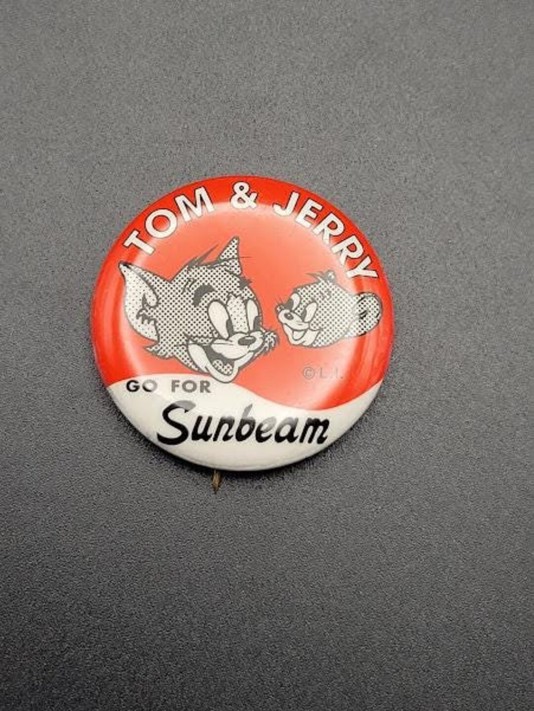 Vintage Tom and Jerry Go for Sunbeam Pin Back Button Bread Advertising ...