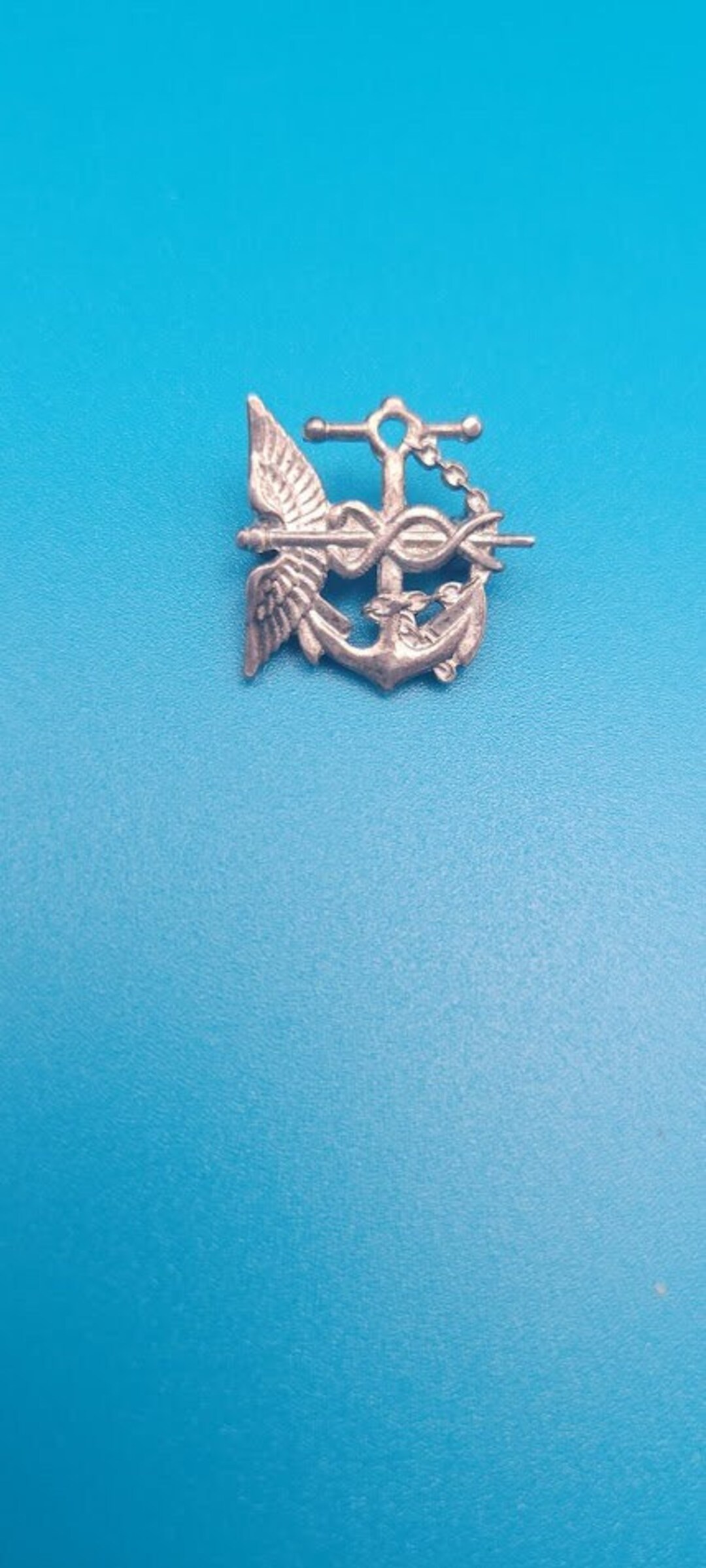 Vintage 1940s WWII Navy Caduceus Anchor Medical Pin Sterling Silver by ...