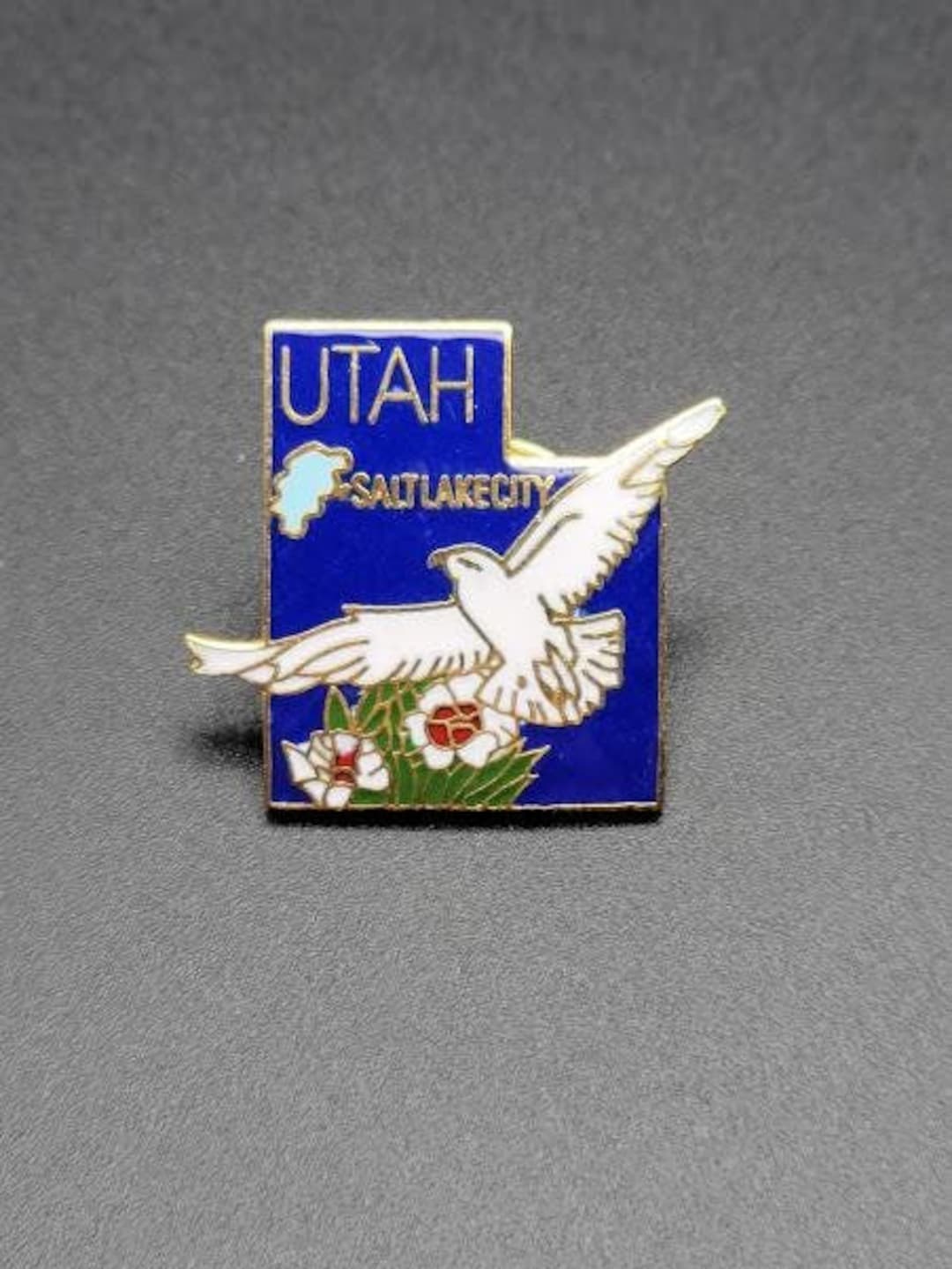 Vintage UTAH Pin Salt Lake City State Lapel Pin Gold Tone State Bird ...