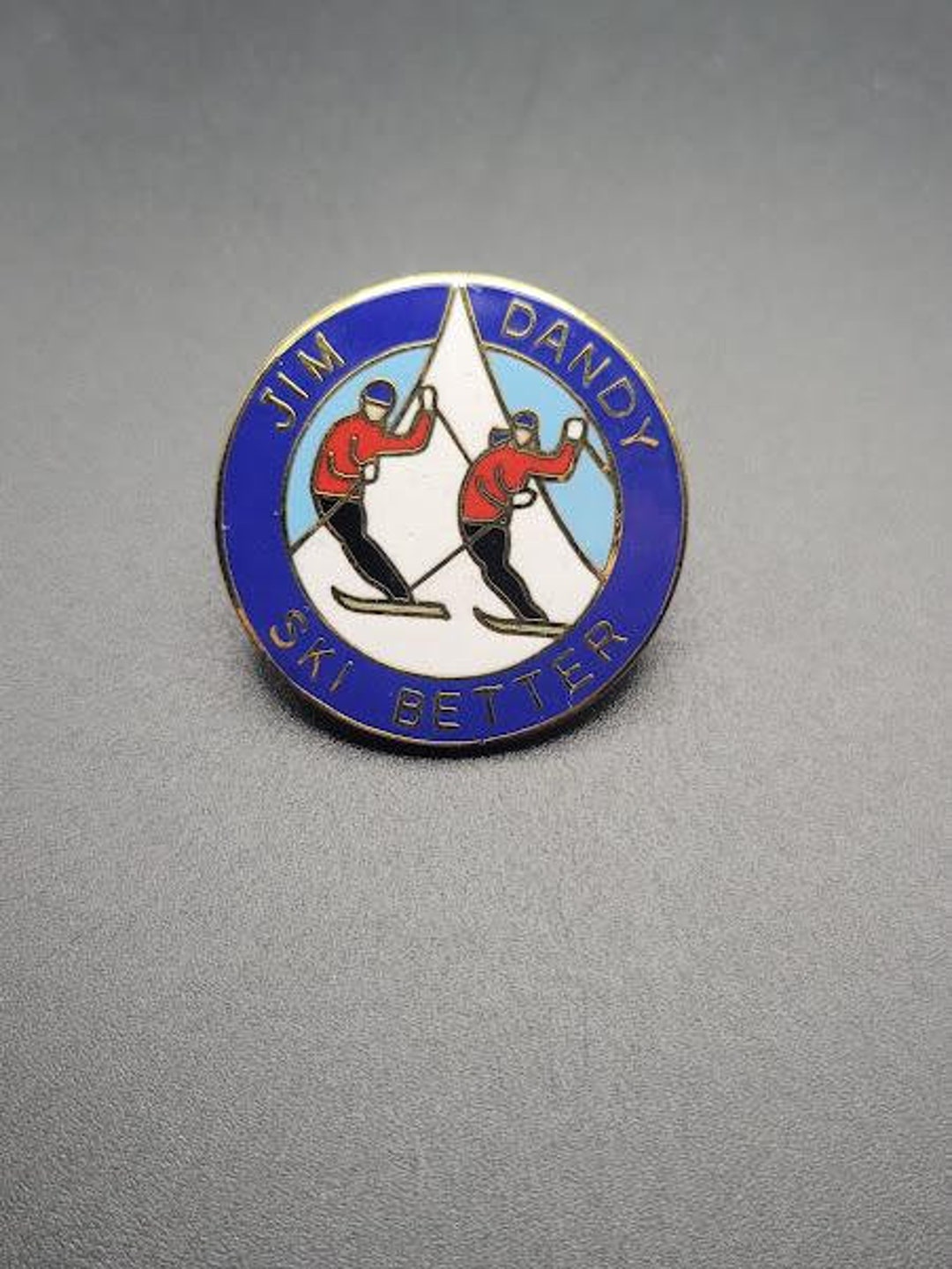 Vintage Jim Dandy Ski Better Pin Gold Tone Skiing Lapel Pin - Etsy