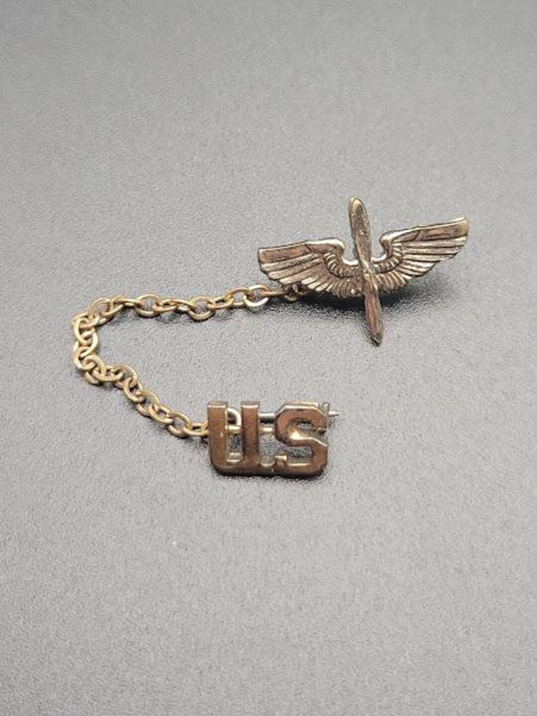 Vintage US Air Corps Lapel Pin Propeller Collar Lapel Pin With Chain ...