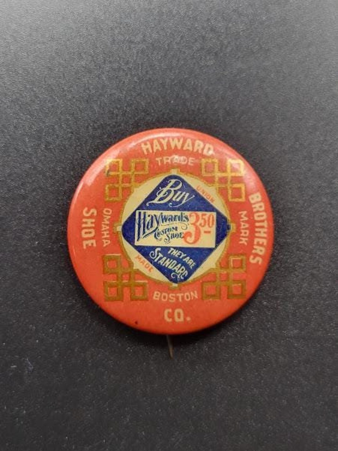 Antique Hayward Brothers Shoe Pin Back Button Buy Haywards Custom Shoe ...
