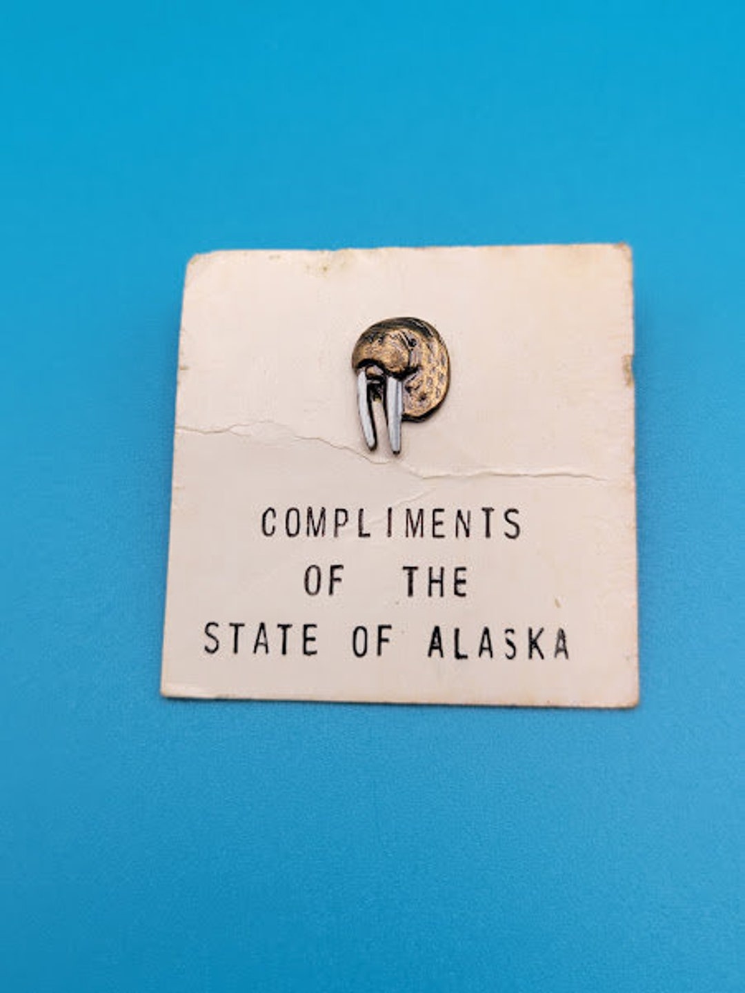 Vintage Alaska Gift Walrus Pin Compliments of the State of Alaska Brass ...
