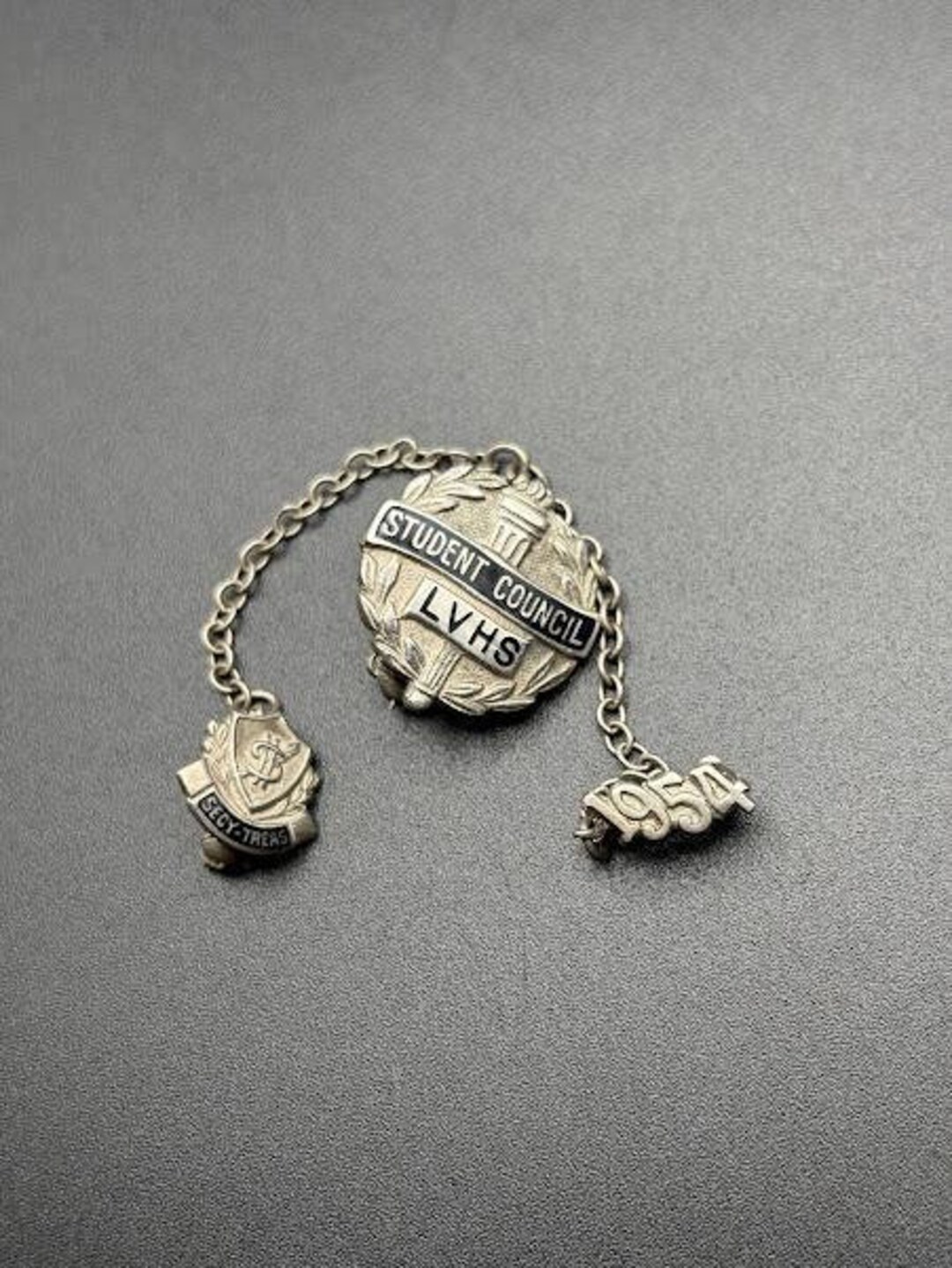 Vintage Student Council Lapel Pin LVHS Sterling Silver Award Secretary ...