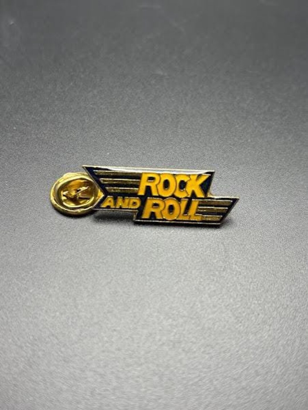 Vintage Rock and Roll Pin Button Retro Lapel Pin Gold Tone Rock Pin - Etsy