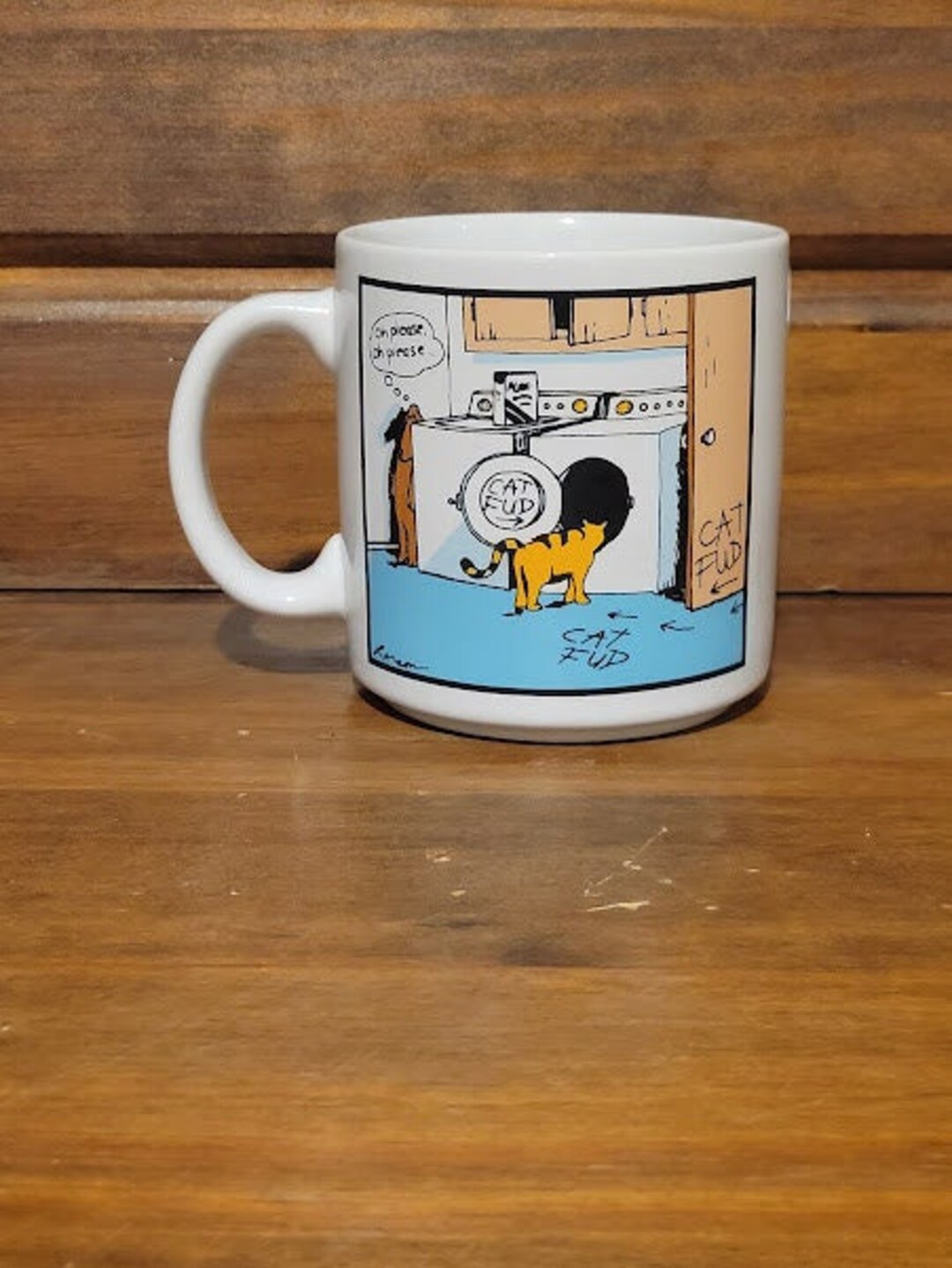 Vintage Gary Larson Coffee Mug Dog VS Cat Fud Dryer Coffee Cup 1985 the ...