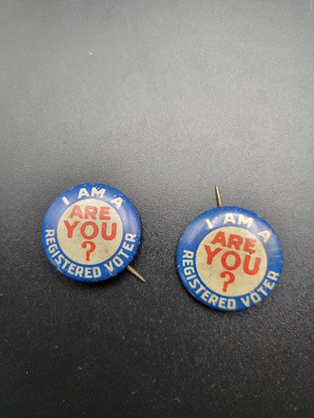 Vintage I Am a Registered Voter Are You? Pin Back Button Sold ...