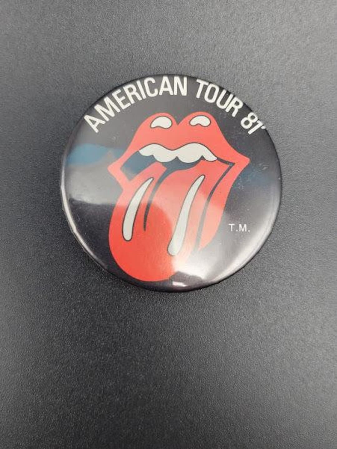 Vintage Rolling Stones Pin Back Button 1981 American Tour Lapel Pin ...