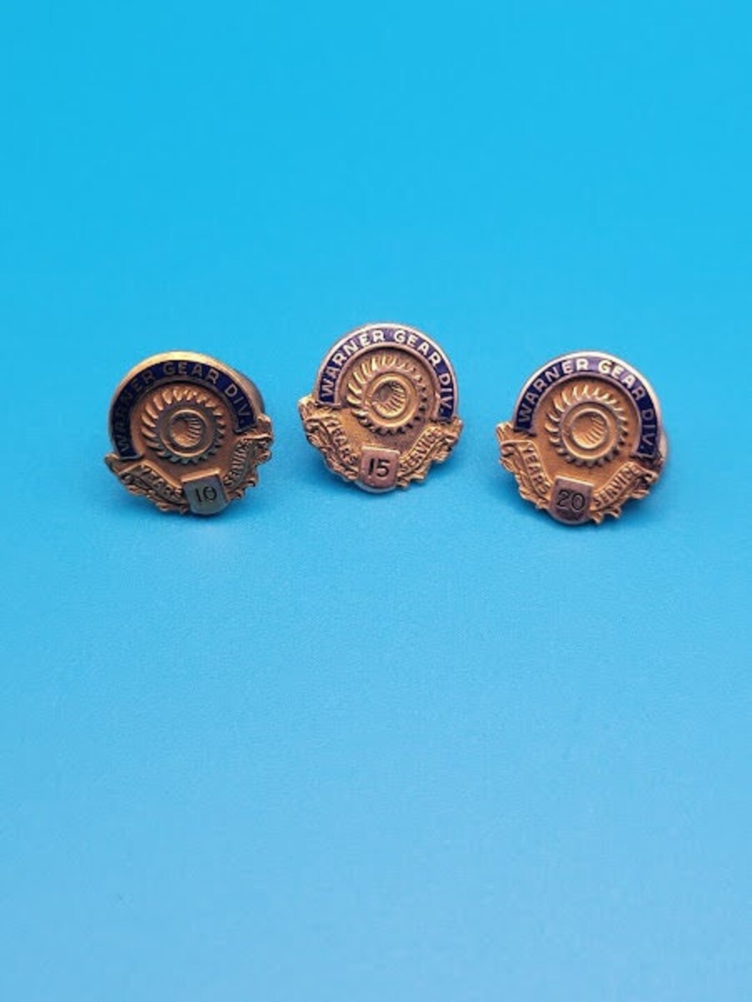 Vintage Warner Gear Division Service Pins 10 Year 15 Year 20 Year 10k ...