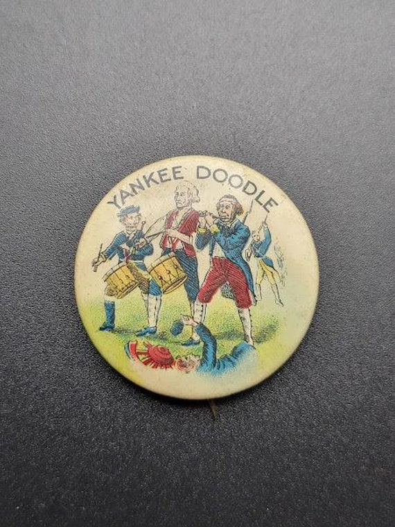 Vintage Yankee Doodle Pin Back Button Celluloid Lapel… - Gem