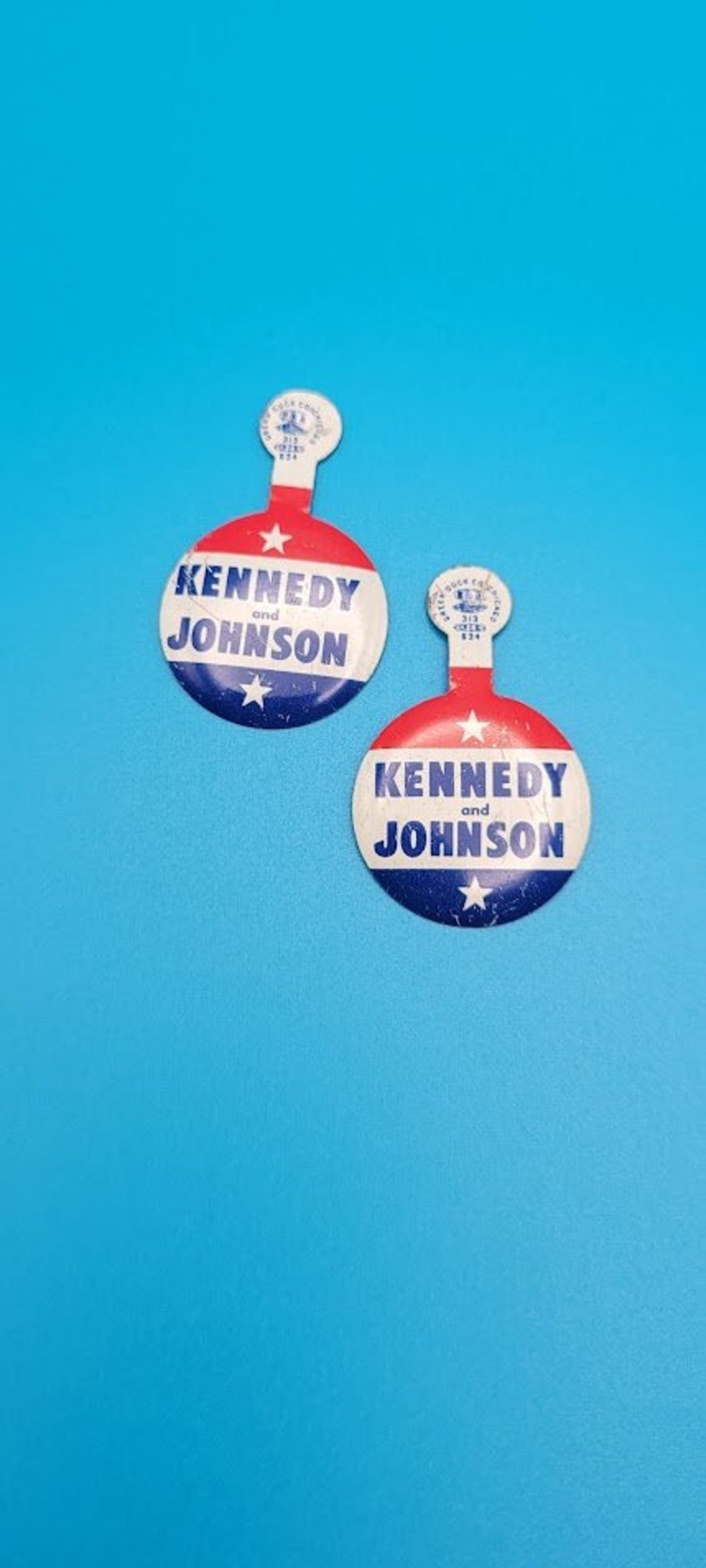 Vintage Kennedy and Johnson Fold Over Pin Political Campaign Sold ...