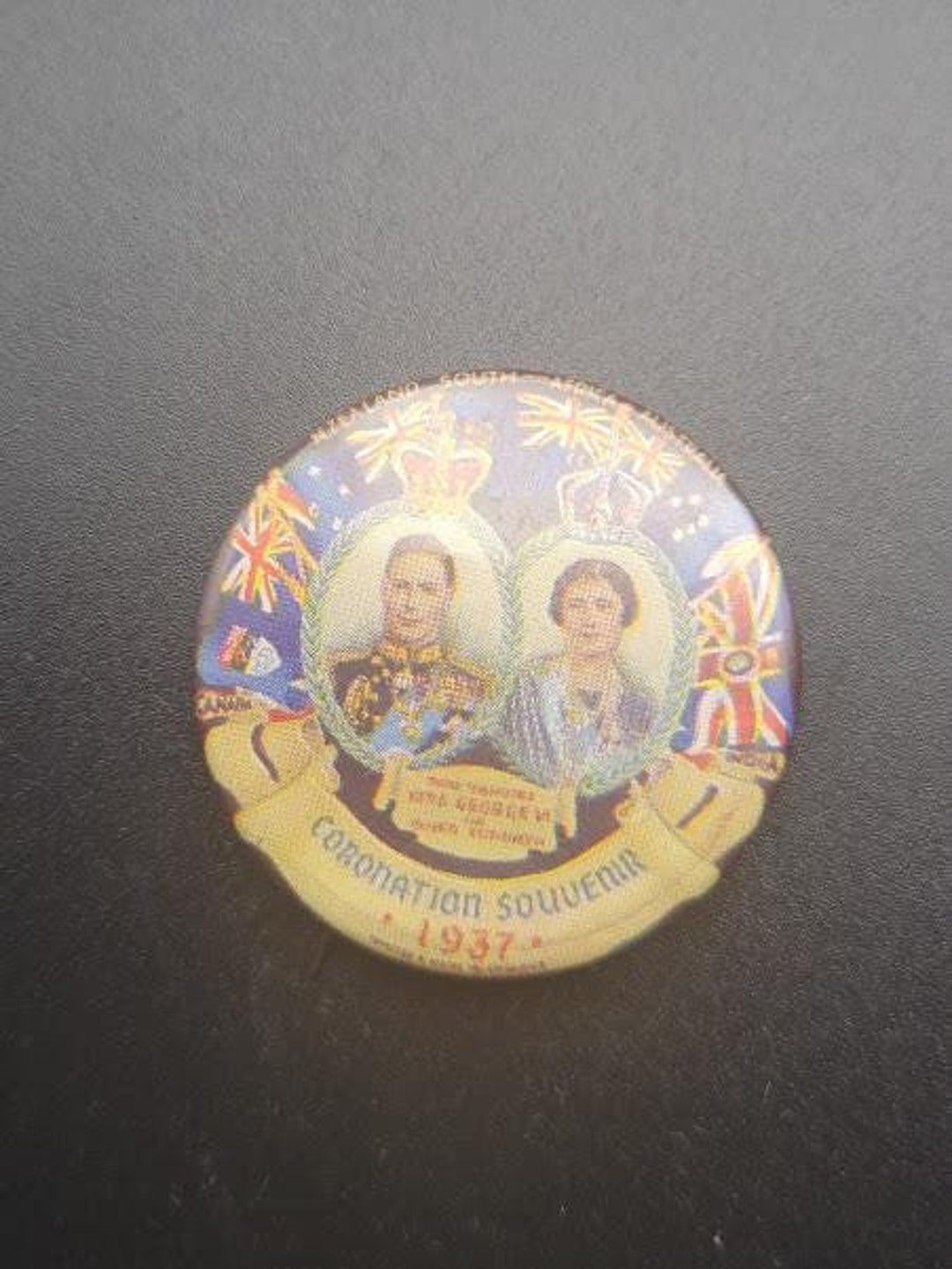 Vintage 1937 King George VI and Elizabeth Coronation Pin Back Button ...
