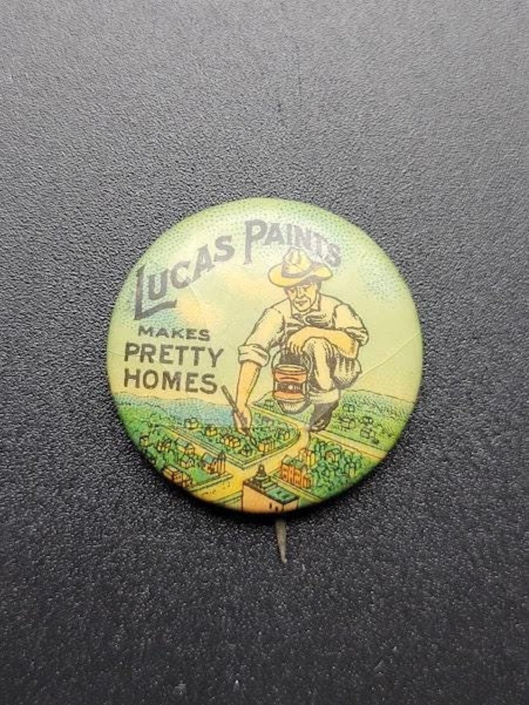 Vintage Lucas Paint Best Value Made Pin Back Button Bastion Bros. Co ...