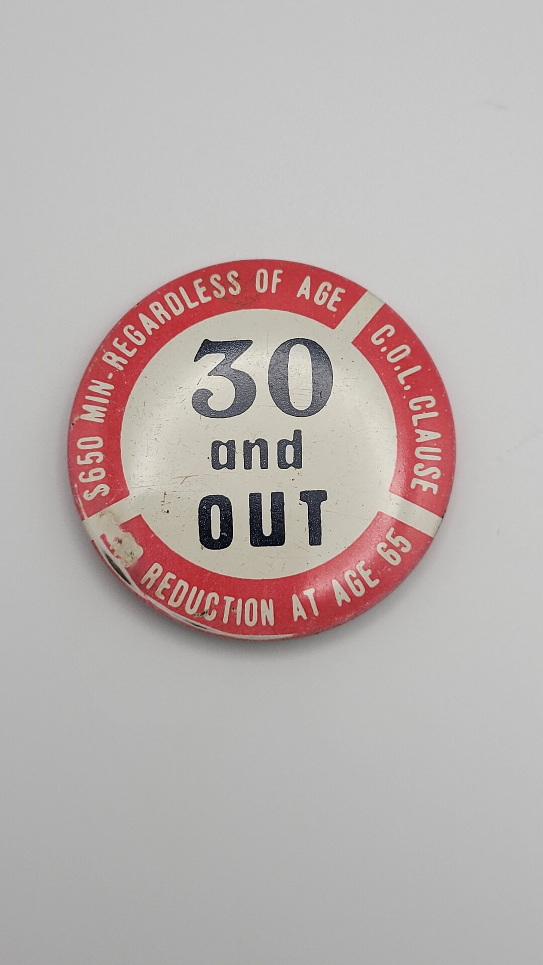 30 and Out Vintage Union Pin Button - Etsy