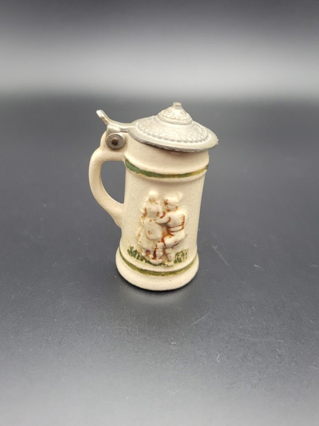Vintage Miniature German Stein Hand Painted Ceramic With Detailed Lid ...