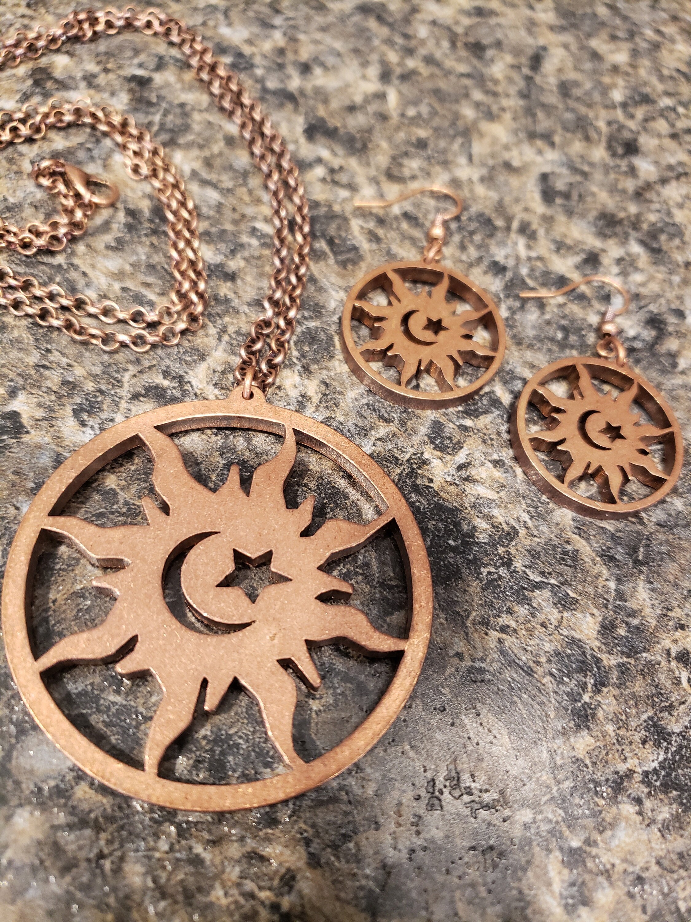 Laser Cut-copper-sun Moon and Star Designed and Fabricated From Copper ...