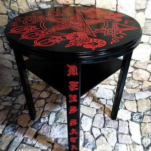 Vintage Wooden Side Table, a Hand-painted Piece of Furniture With ...