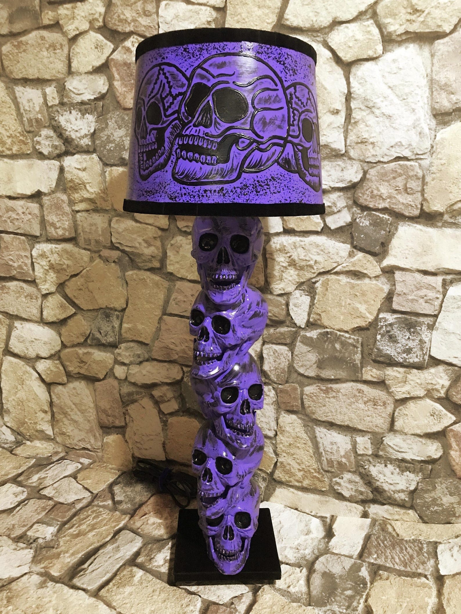 Table/floor Lamp With Skulls and Velvet, Scary Beautiful, Completely ...