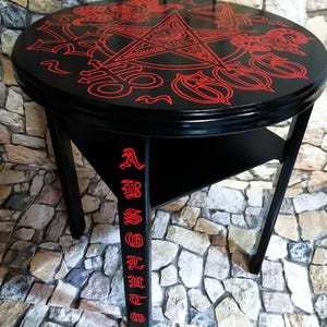 Vintage Wooden Side Table, a Hand-painted Piece of Furniture With ...