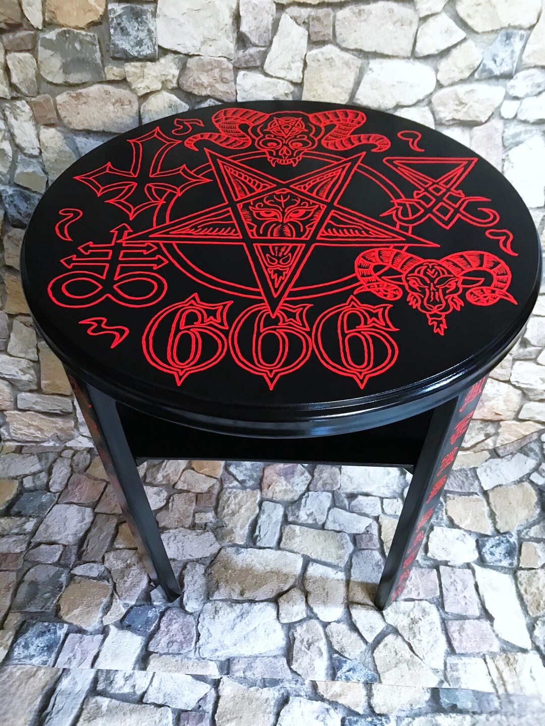 Vintage Wooden Side Table, a Hand-painted Piece of Furniture With ...