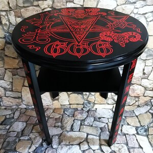 Vintage Wooden Side Table, a Hand-painted Piece of Furniture With ...