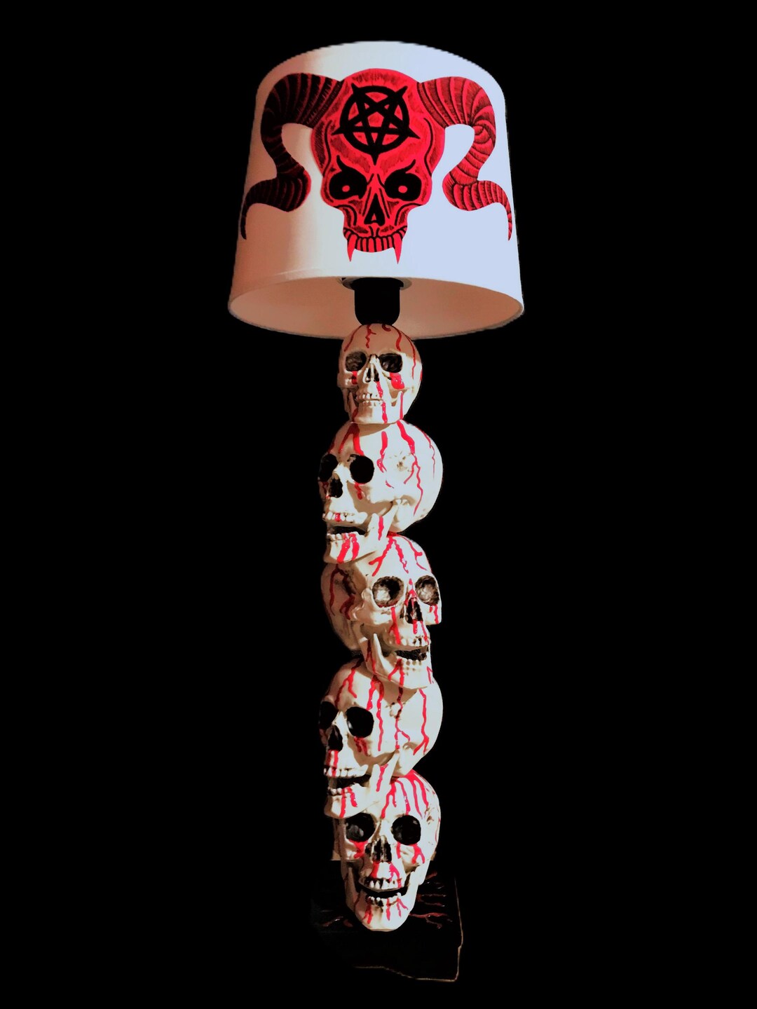 Table/floor Lamp With Skulls and Velvet, Scary Beautiful, Hand-painted ...