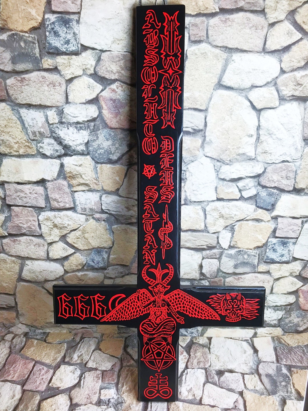 Satanic Cross Made of Solid Wood, a Very Special, Hand-painted Wall ...