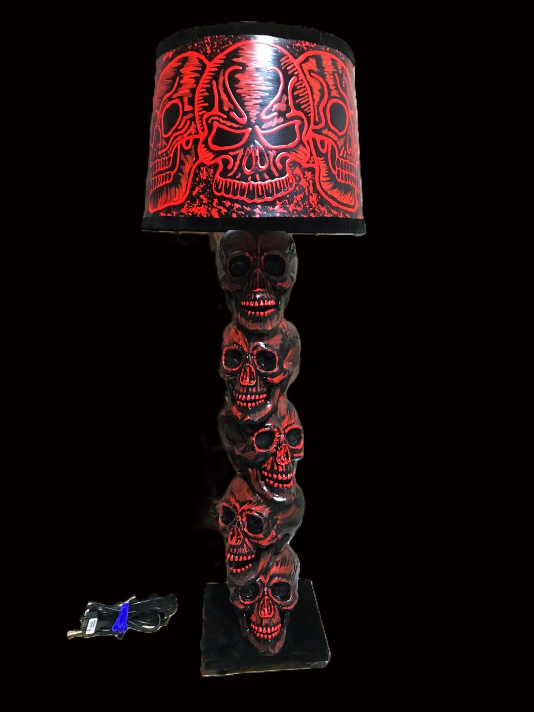 Table/floor Lamp With Skulls and Velvet, Scary Beautiful, Completely ...