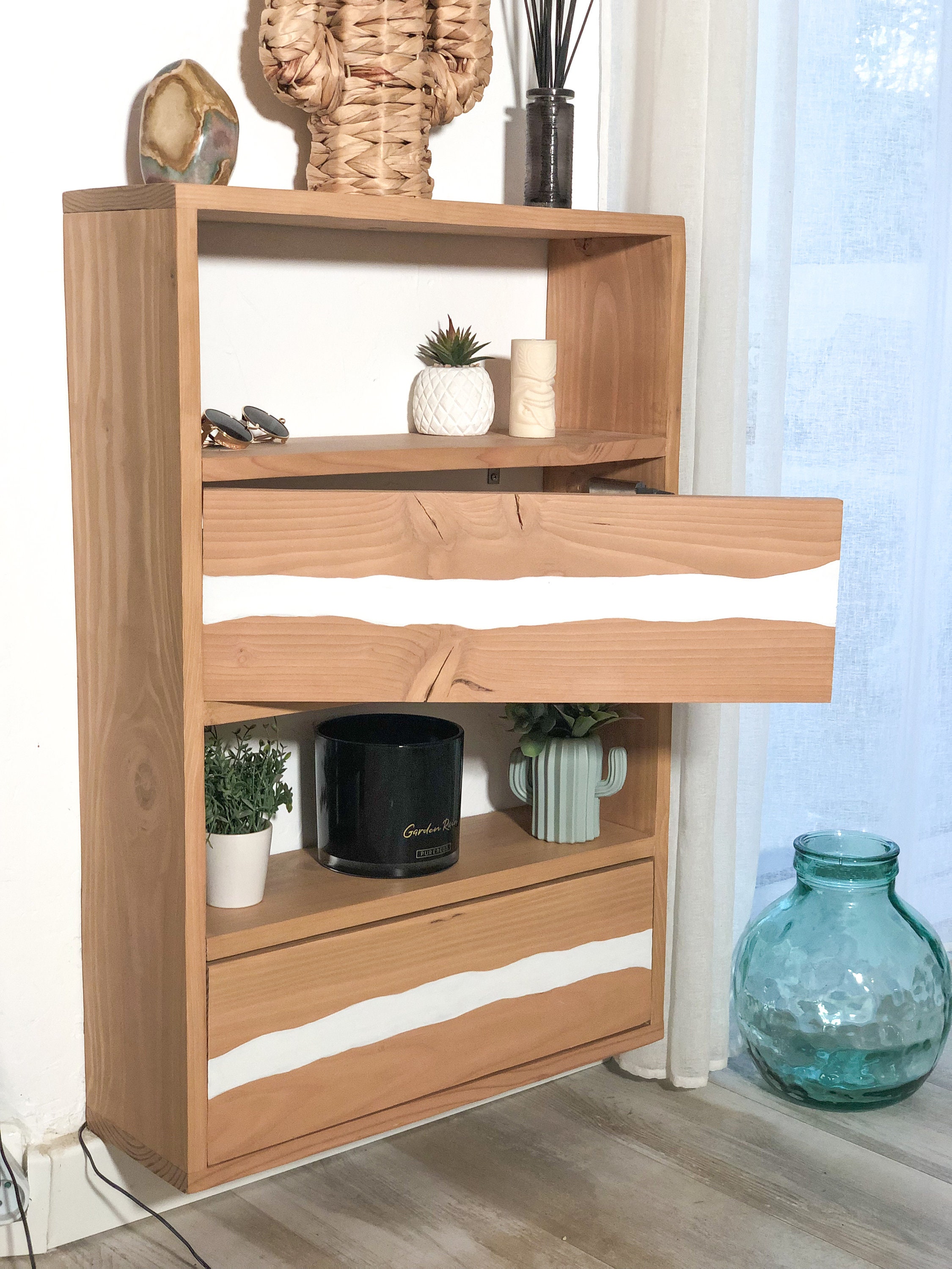 Commode Live Edge en bois massif fait à la main style bohème - Etsy France