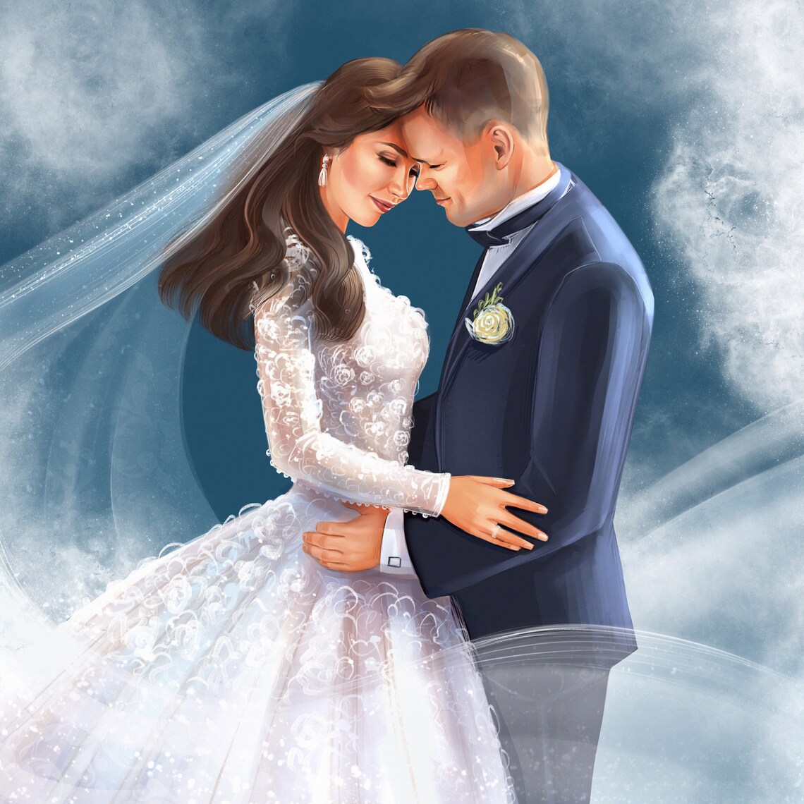 Personalized Wedding Prints/ Custom Realistic Portrait / Bride - Etsy