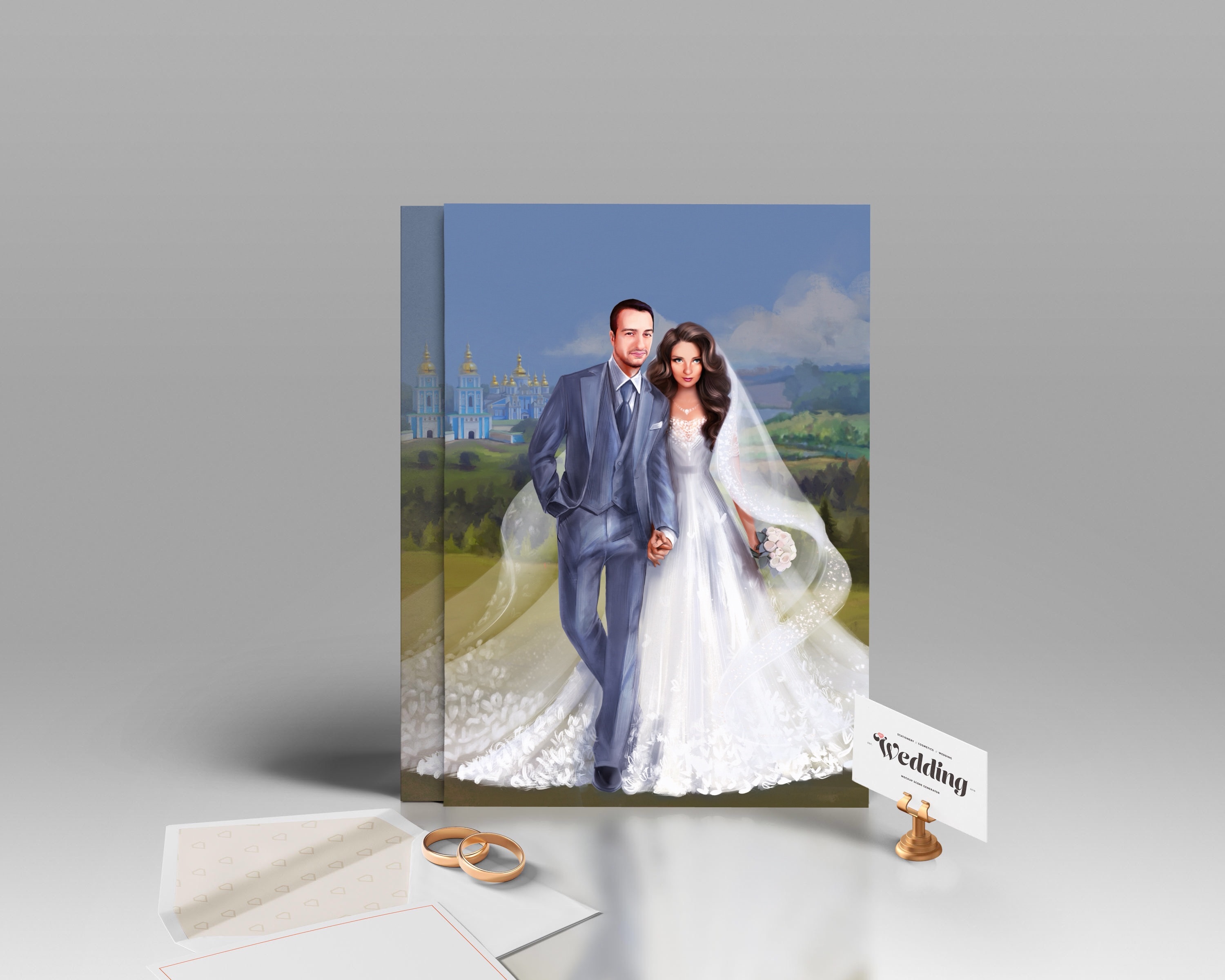 Personalized Wedding Prints/ Custom Realistic Portrait / Bride and ...